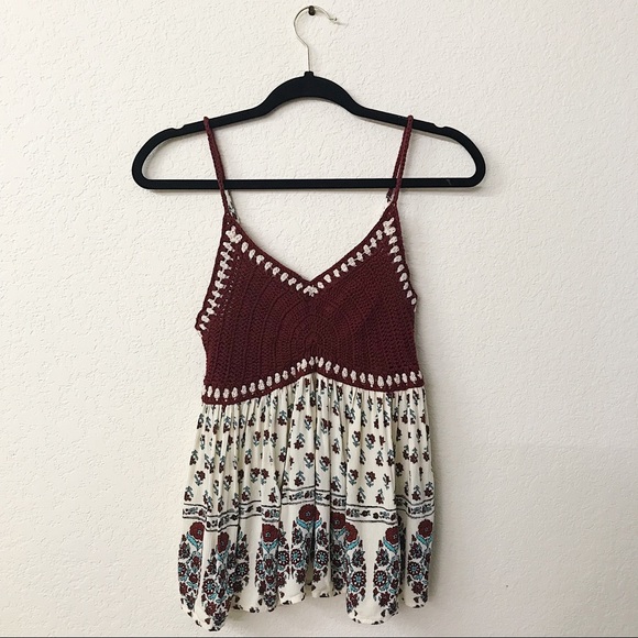 American Rag | Tops | American Rag Red Crochet Floral Boho Cami Top ...